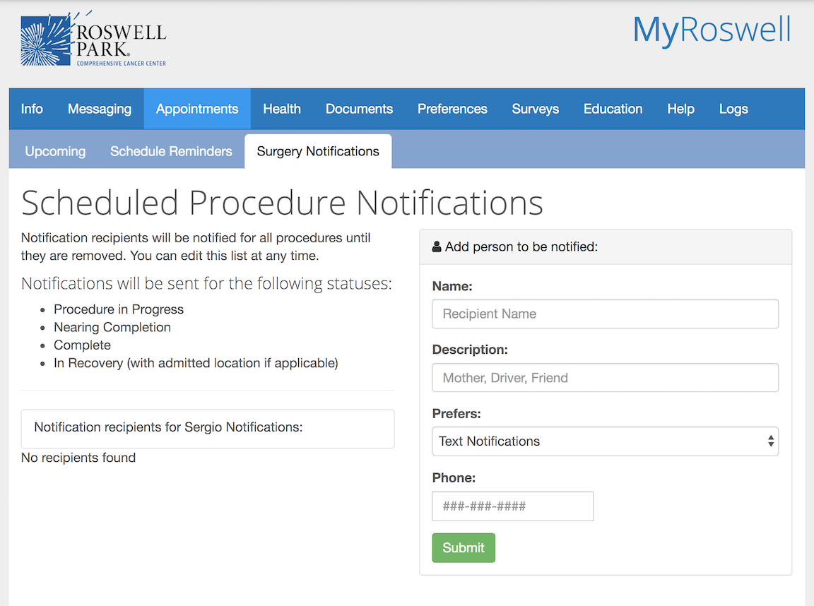 Having Surgery? Text Updates Keep Loved Ones Informed | Roswell Park ...